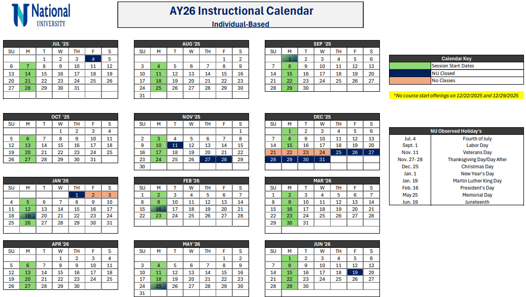 Academic Calendar - National University